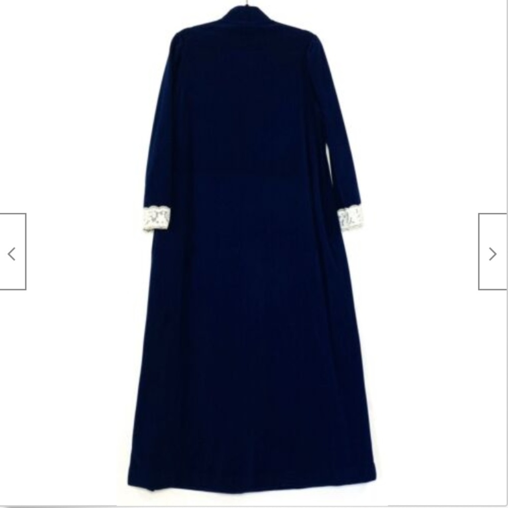Vanity Fair Vtg Long Velour Lace Robe Housecoat - Gem